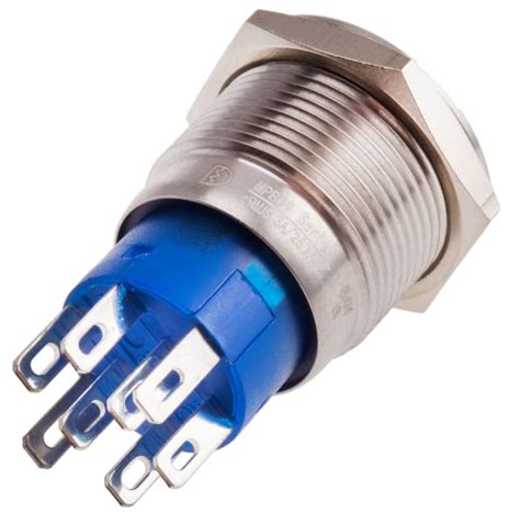 RS PRO RS PRO Illuminated Push Button Switch Momentary Panel Mount 19 2mm Cutout DPDT Red