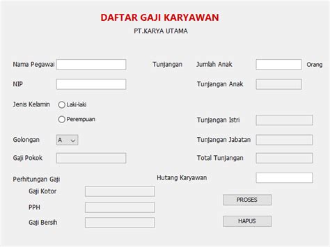 Form Gaji Karyawan Java Menggunakan Netbeans