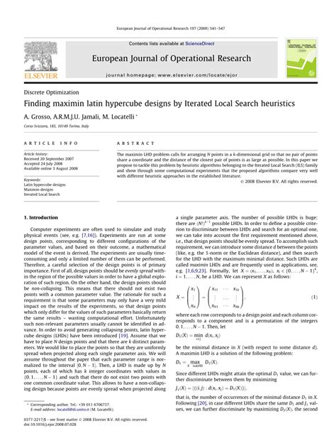 Pdf Iterated Local Search Approaches To Maximin Latin Hypercube Designs