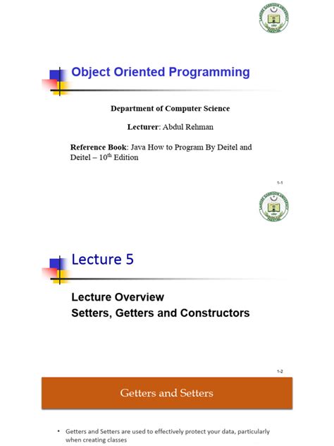Lecture 5 Setters Getters And Constructors Pdf Class Computer