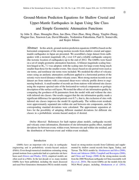 Pdf Ground‐motion Prediction Equations For Shallow Crustal And Upper