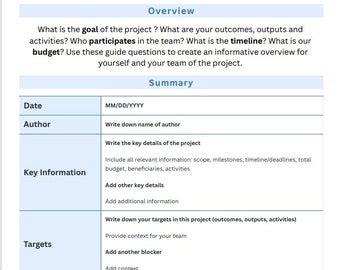 Project Plan Word Template Etsy
