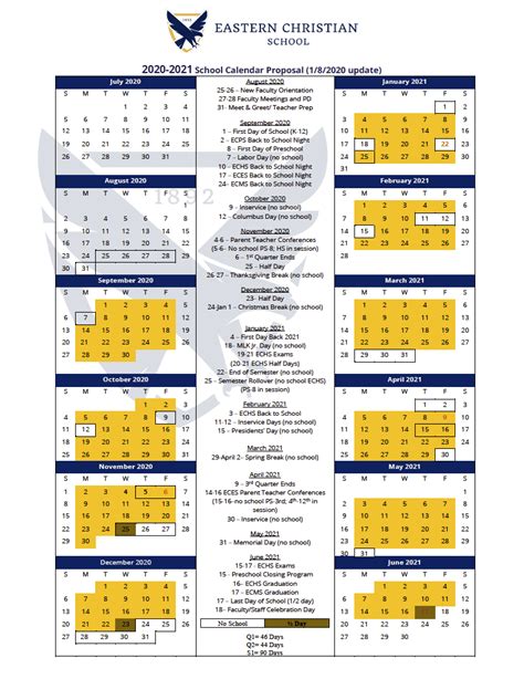 Centralia Christian School Calendar