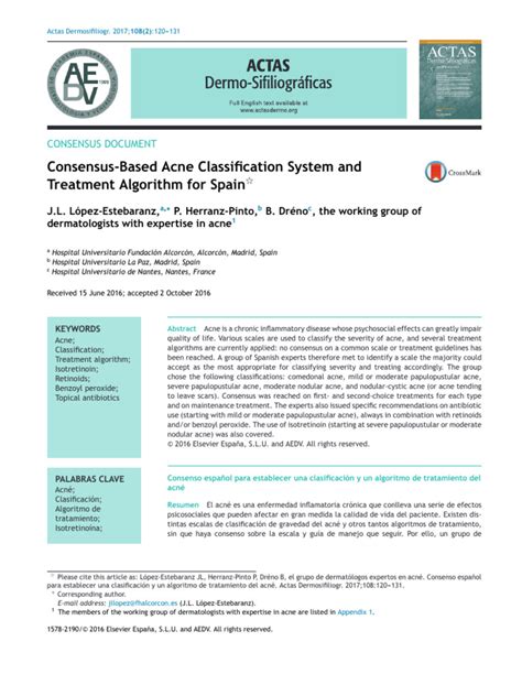 Consensus Based Acne Classification System And Treatment Algorithm For