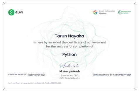 Tarun Nayaka R On Linkedin Pythonadvanced Guvicourses