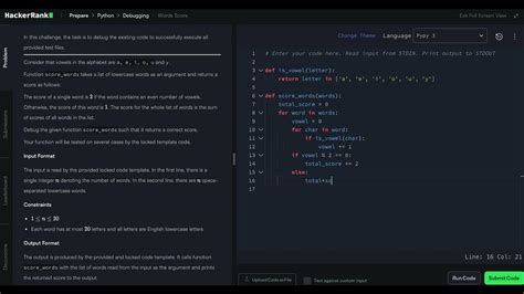 Hackerrank Python Solution 1 Debugging Words Score Youtube