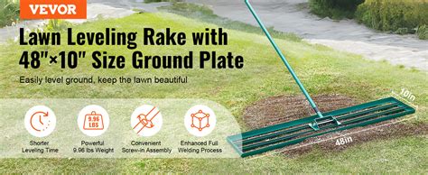 Vevor Lawn Leveling Rake 48x10 Level Lawn Tool Heavy Duty Lawn Leveler With 78 Steel