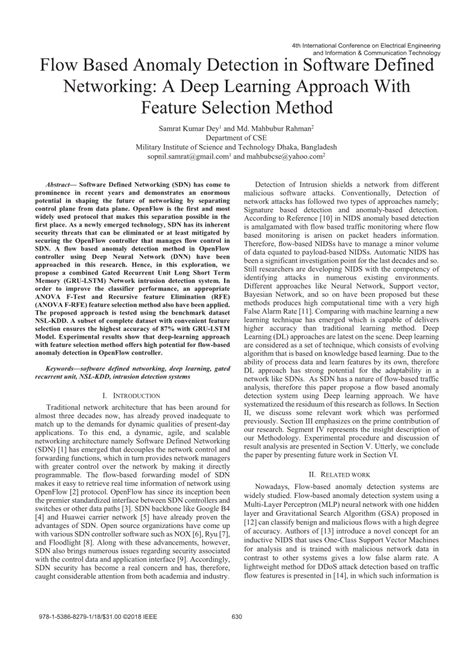 Pdf Flow Based Anomaly Detection In Software Defined Networking A Deep Learning Approach With