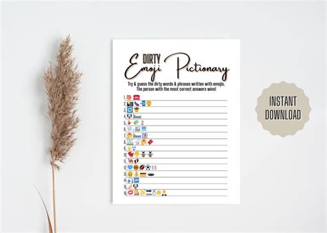 Dirty Emoji Pictionary Dirty Riddles Bachelorette Party Game Etsy Australia