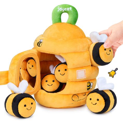 Beehive With 5 Soft Sensory Bees Honeybee Plush Toy Set Joycat Joycat