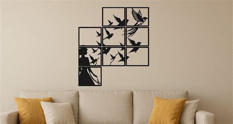 Frame Art Modular Wall Art Svg Girl Watching Birds Laser Cut Files