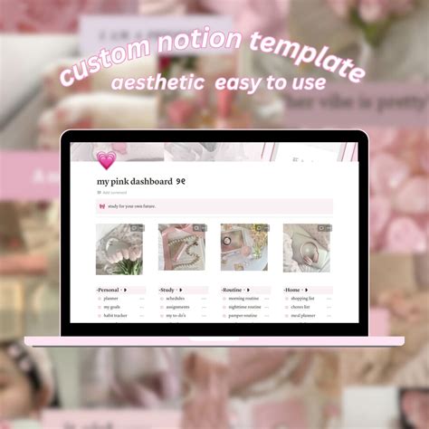 Aesthetic Notion Template Pink Notion Template Best Notion Template Notion Dashboard Babe