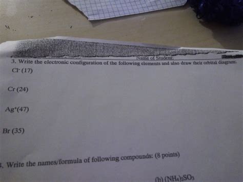 Solved Write The Electronic Configuration Of The Chegg