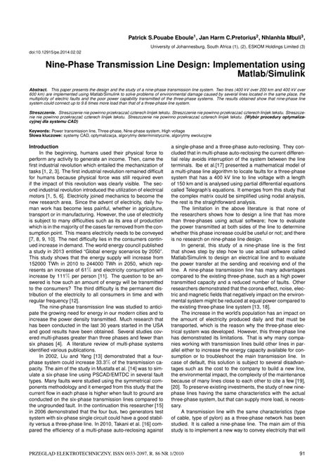 Pdf Nine Phase Transmission Line Design Implementation Using Matlab