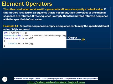 sql server and c video tutorial part 20 element operators in linq