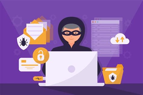 Free Vector Hacker Activity Concept With Man And Laptop