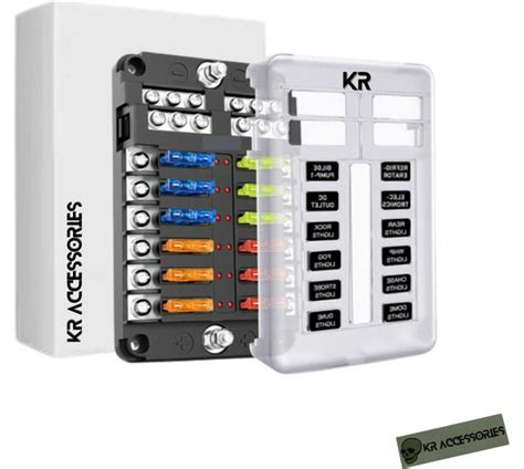 Kr Accessories Kr 12 Way Blade Fuse Block 12 Circuits Panel 12v 12