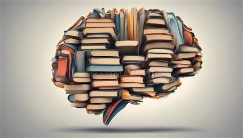 Abstract Cognitive Concept Books Forming Brain Shape Symbolizing Wisdom Mental Exercise