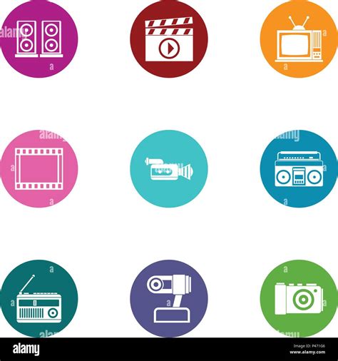 making noise icons set flat style stock vector image and art alamy