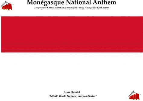 Monégasque Monaco National Anthem For Brass Quintet Mfao World