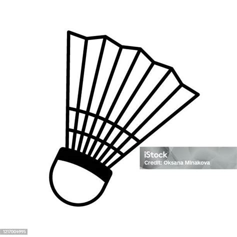 흰색 배경에 고립 된 배드민턴 블랙 아이콘 셔틀 콕 배드민턴 기호입니다 트렌디 한 라인 디자인 그래픽 픽토그램 벡터 그림입니다