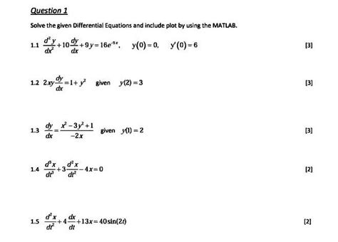 Solved Question Solve The Given Differential Equations And Chegg