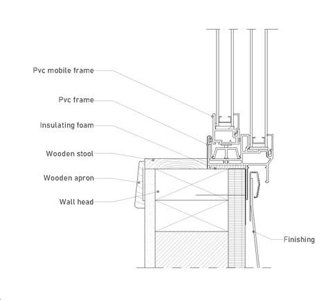 aluminum sliding window with wooden sill dwg cad detail