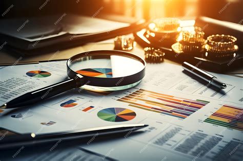 premium ai image detailed financial analysis magnifying glass over