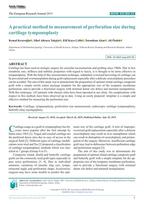 Pdf A Practical Method In Measurement Of Perforation Size During