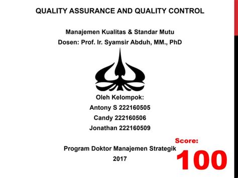 Tugas Perbedaan Qa And Qc Ppt