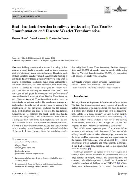 Pdf Real Time Fault Detection In Railway Tracks Using Fast Fourier