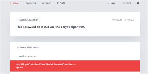 Laravelエラー：this Password Does Not Use The Bcrypt Algorithmが表示される Php・laravelを仕事に Laranote