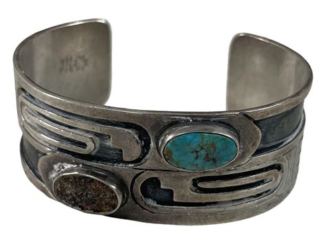 Lot Vintage Hopi Sterling Silver Cuff Bracelet