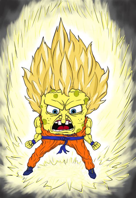 Super Saiyan Spongebob Spongeball Super Spongebob Ssbk And Squidward