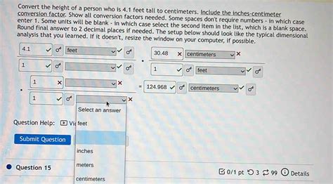 solved convert the height of a person who is 4 1 feet tall to