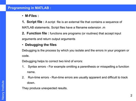 Chapter 10 Programming In Matlab Ppt