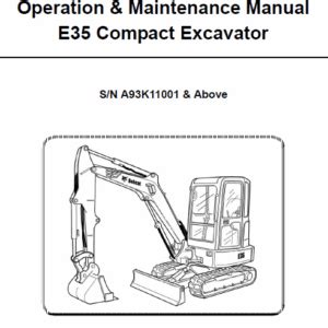 Bobcat E35 Compact Excavator Service Manual Excavator Brands