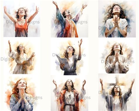 Lady Praising Clipart Religious Lady Watercolor Girl Praying To God
