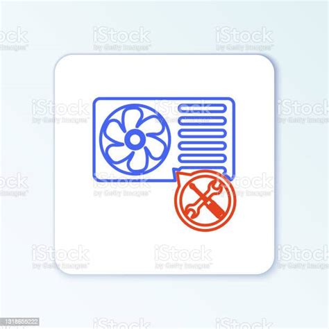 흰색 배경에 격리 된 드라이버와 렌치 아이콘라인 에어컨 조정 서비스 설정 유지 보수 수리 고정 다채로운 개요 개념 벡터 기후 묘사에 대한 스톡 벡터 아트 및 기타 이미지