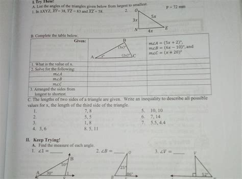 Solved I Try These A List The Angles Of The Triangles Given Below