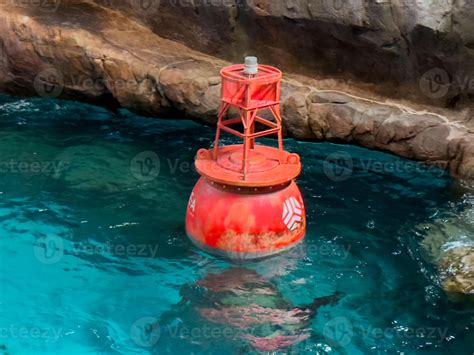 Sea Floating Signal Such As A Buoy Bobbing Gently On The Waters