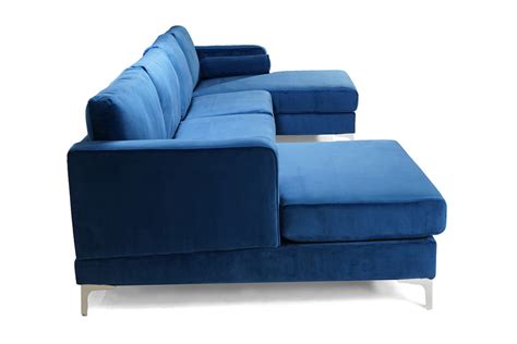 Valencia Helio Fabric U Shape Sofa Blue Color
