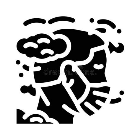 Person Wearing Face Mask Dirty Air Pollution Glyph Icon Vector