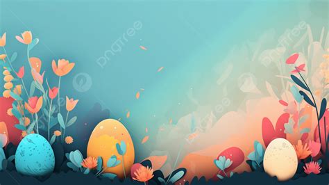 Easter Border Egg Background Easter Easter Eggs Flower And Grass Border Background Image And