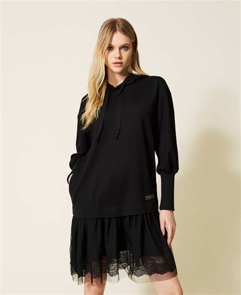 Платье из футера с тюлем и кружевом 222li28nn Twinset — купить в интернет магазине бренда