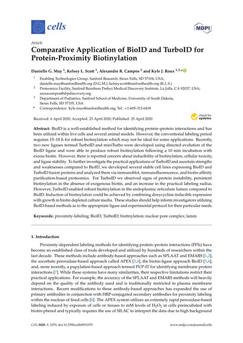 Pdf Comparative Application Of Bioid And Turboid For Protein Proximity Biotinylation