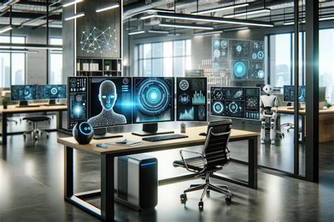 Ai Revolution In A Sleek Modern Workspace Premium Ai Generated Image