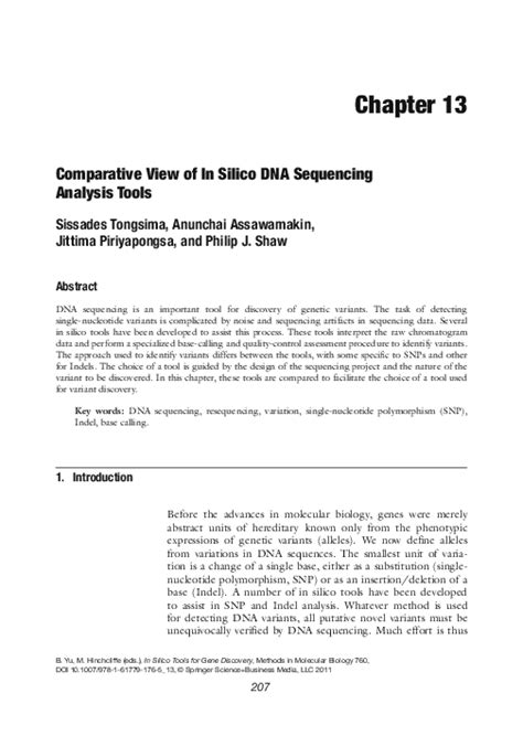 Pdf Comparative View Of In Silico Dna Sequencing Analysis Tools