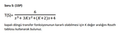 solved in order for the closed loop transfer function to be