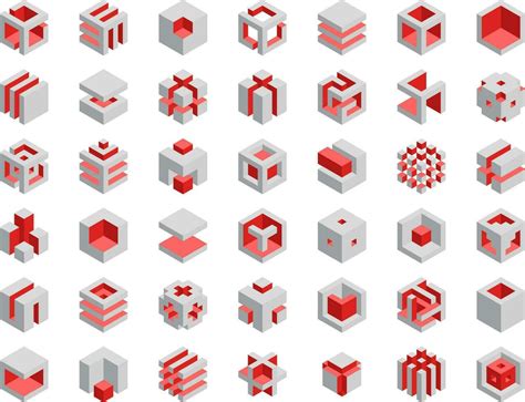 Cube Logo Vector Design Cubes 3d Set Template Graphic Elements
